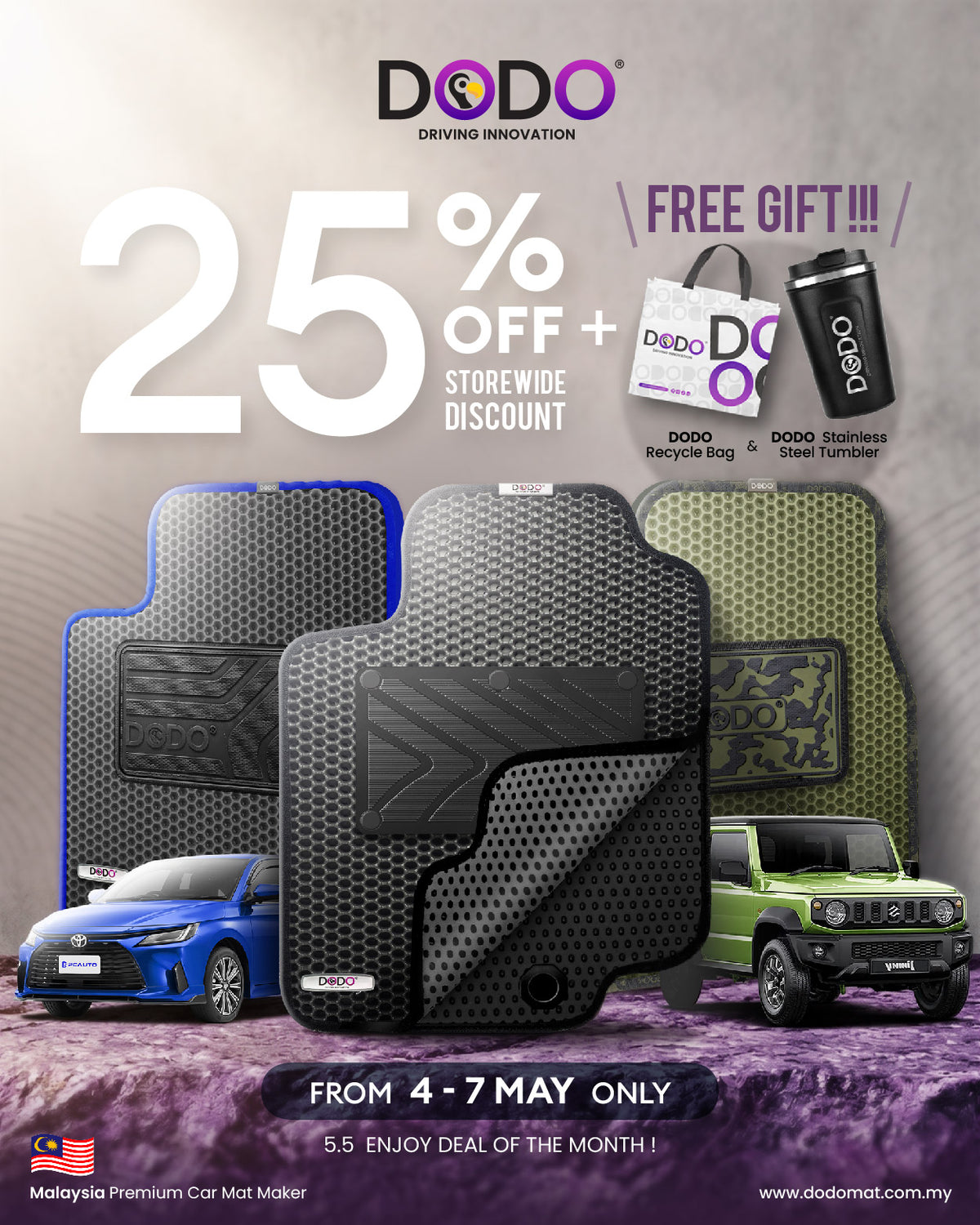 Malaysia Dual-Layer Premium Quality Mats | Dodo® Car Mat Malaysia
